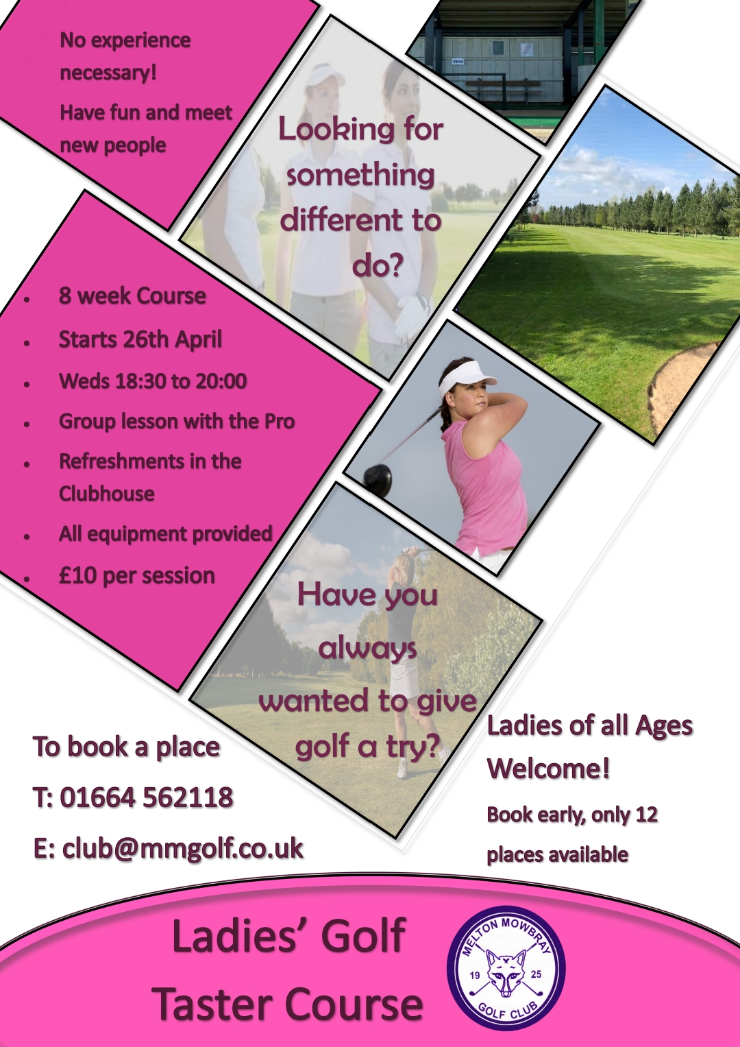 Ladies into Golf Taster Sessions – sign up now! – Melton Mowbray Golf Club